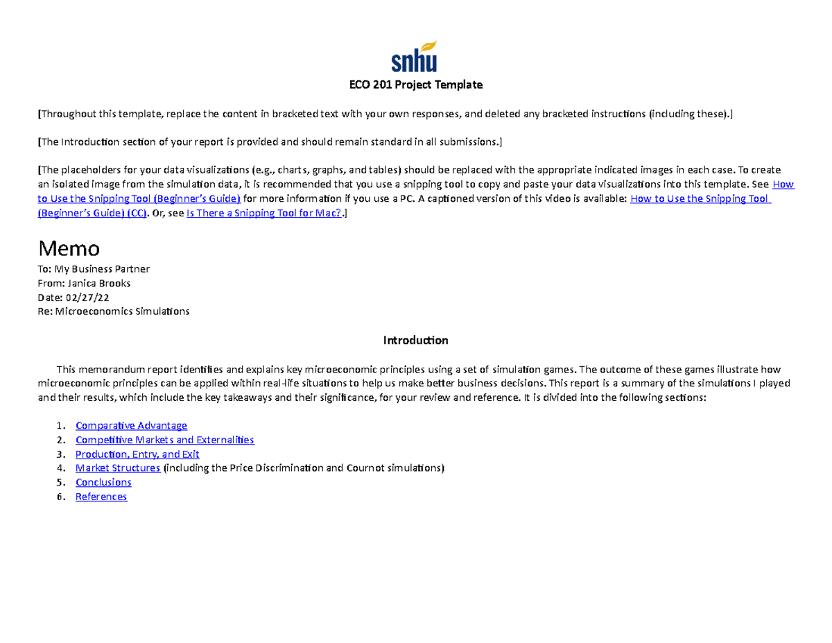 ECO 201 Project Template (1) - ECO 201 Project Template [Throughout ...