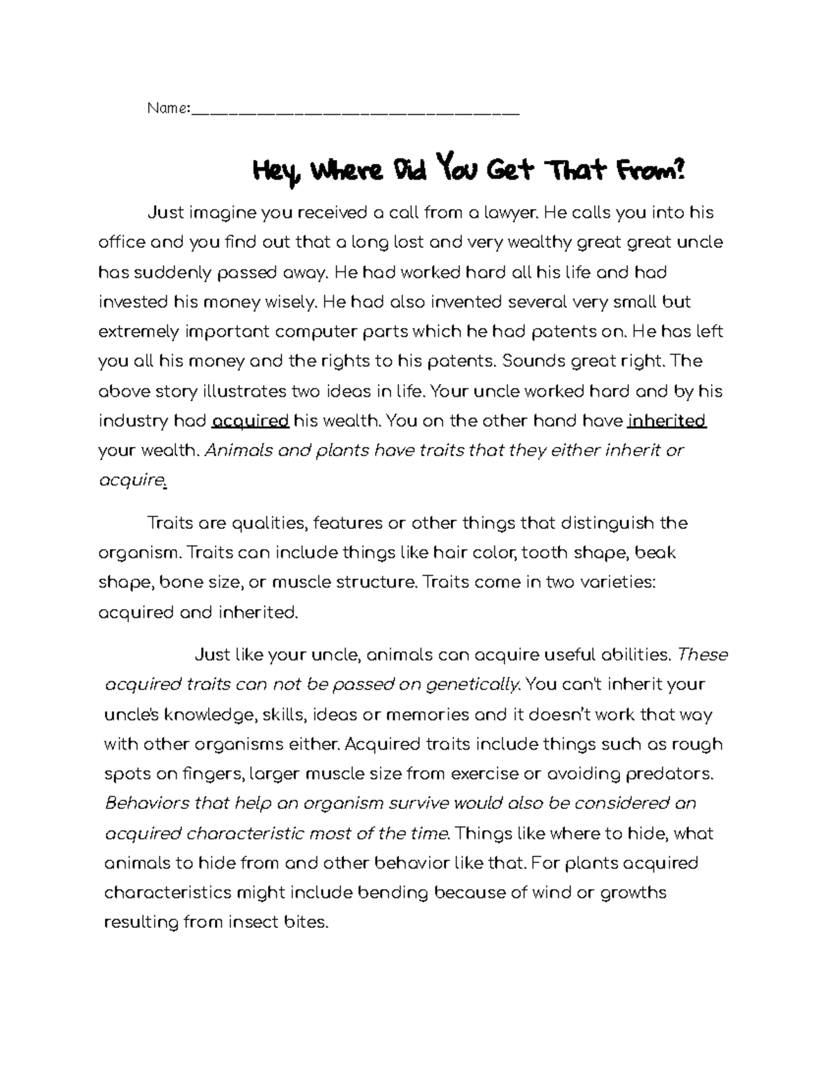 Inherited+vs+Acquired - Name:___________________________________ Hey ...