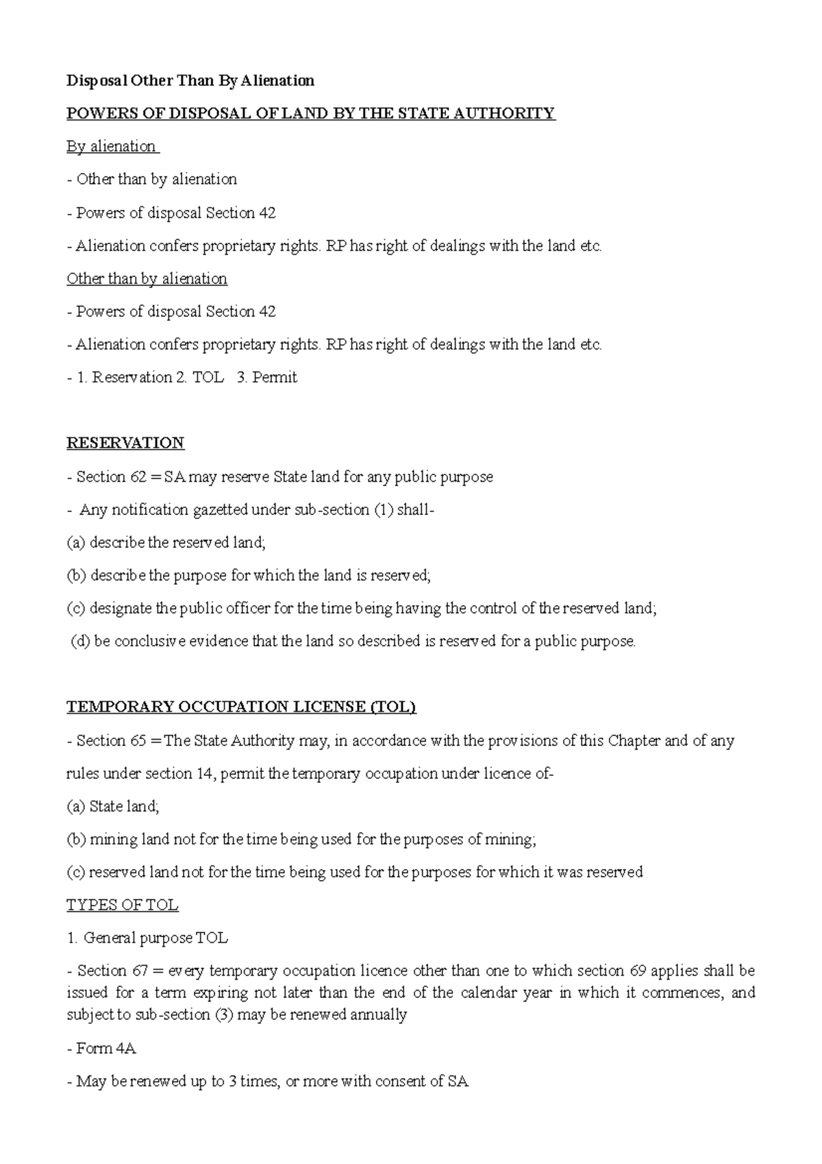 Disposal Other Than By Alienation - RP has right of dealings with the ...