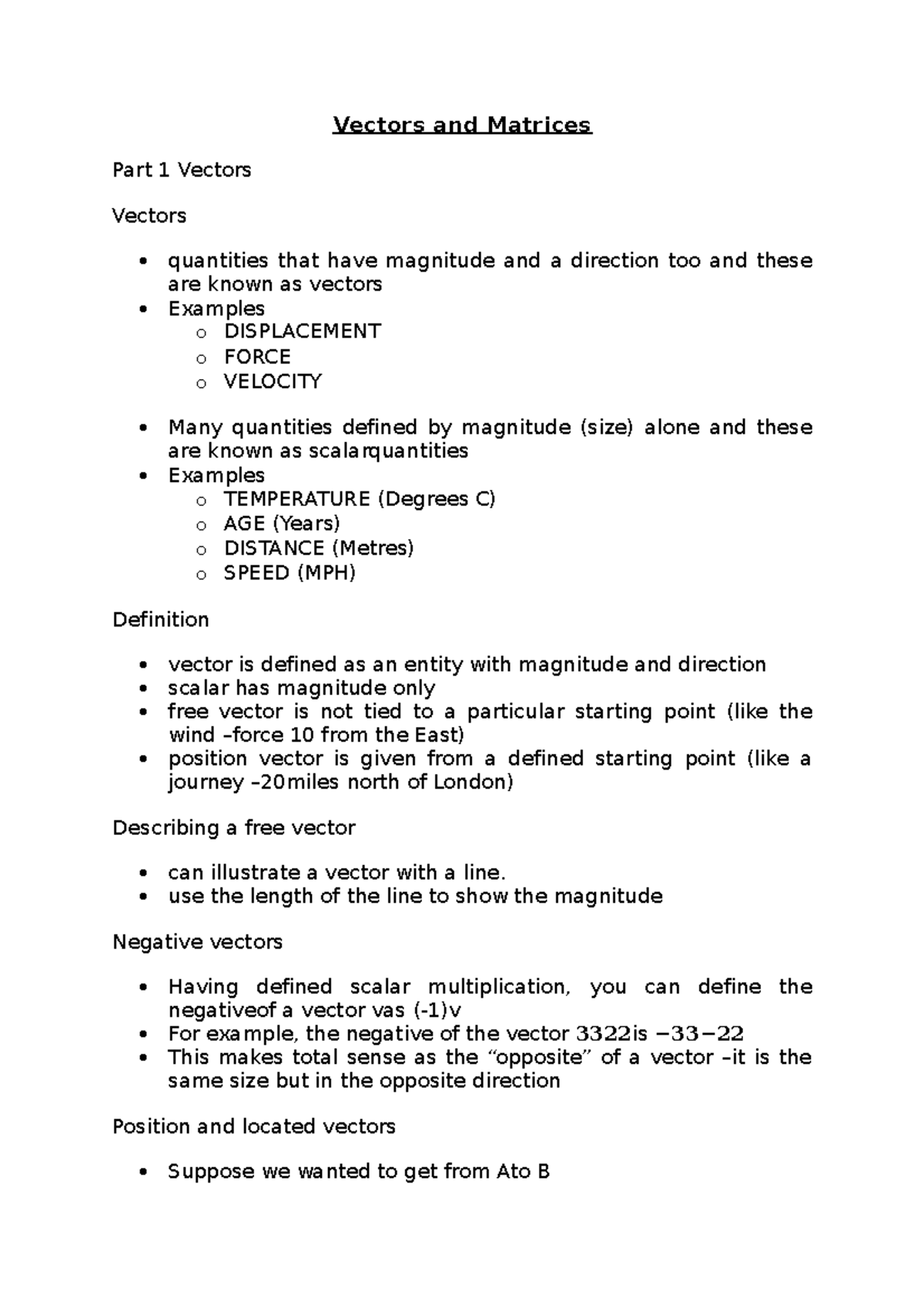 Vectors and Matrices - Vectors and Matrices Part 1 Vectors Vectors ...