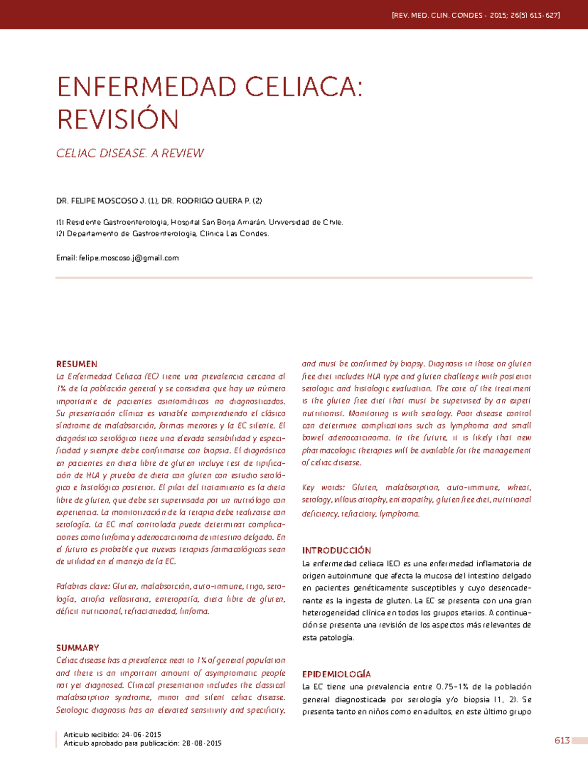 Enfermedad Celiaca - 613 ENFERMEDAD CELIACA: REVISIÓN CELIAC DISEASE. A ...