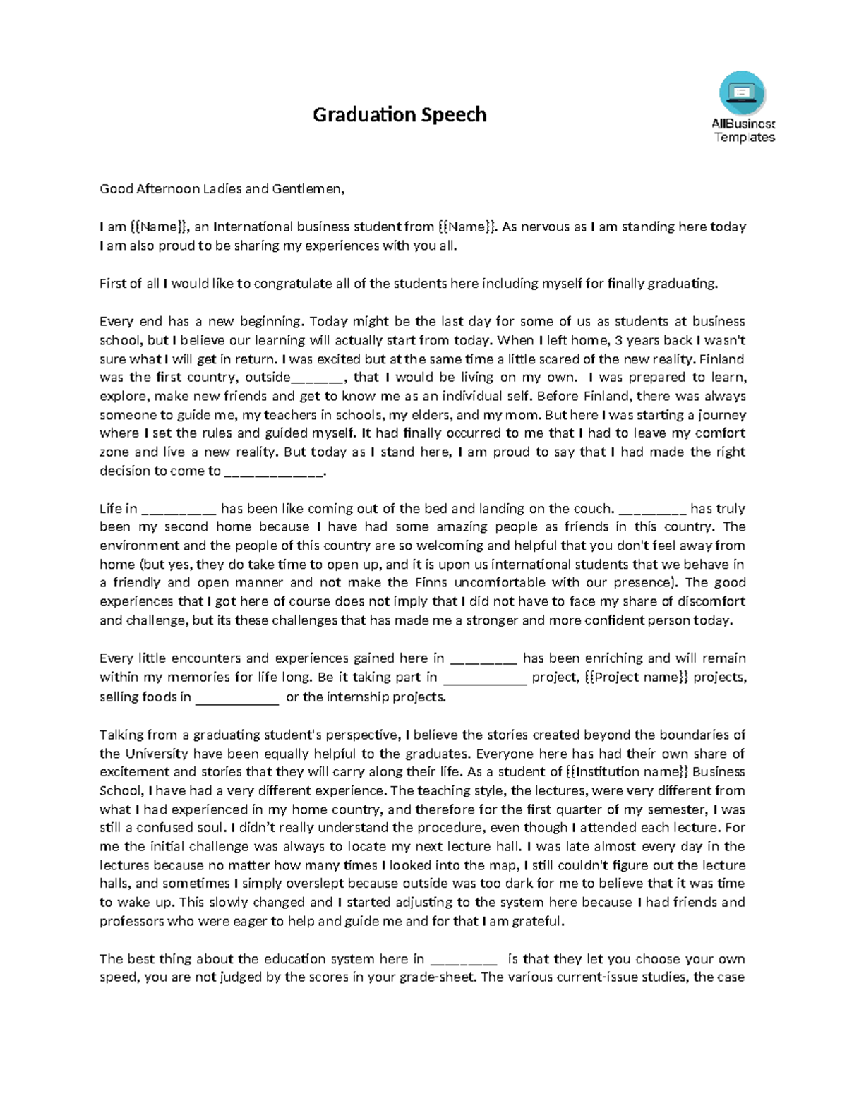 Graduation farewell - Graduation Speech Good Afternoon Ladies and ...