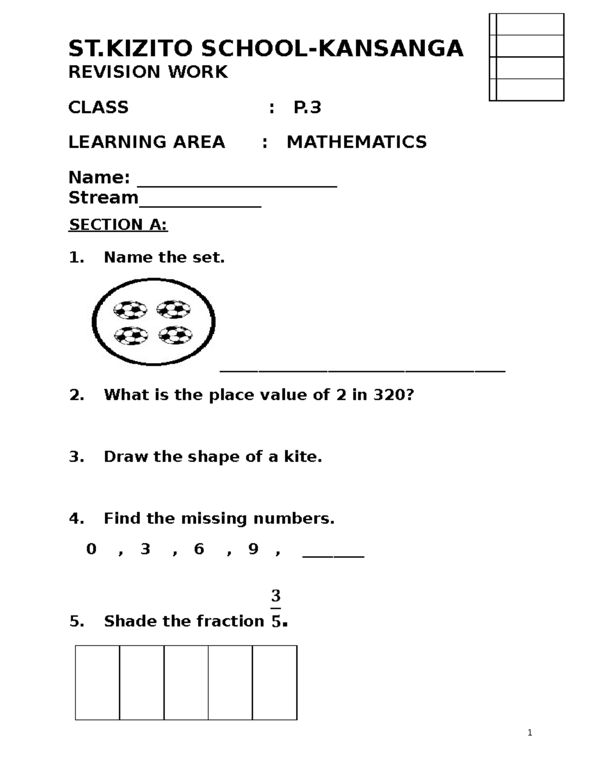 P.3- Maths -passed paper three improved - REVISION WORK CLASS : P ...