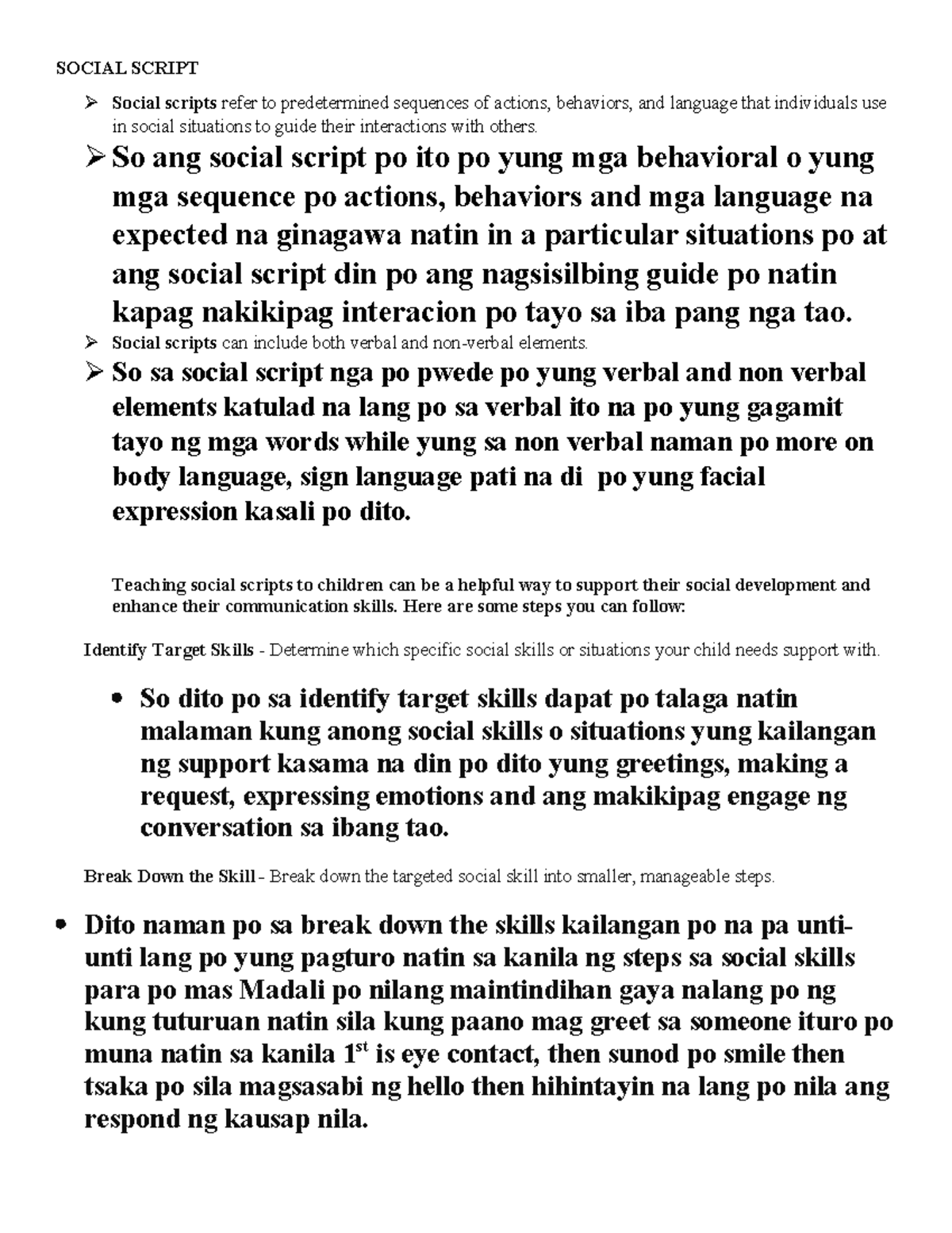 Social Script - SOCIAL SCRIPT Social scripts refer to predetermined ...