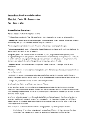 Test de la maison + interpretation - Introduction to Psychology - Studocu