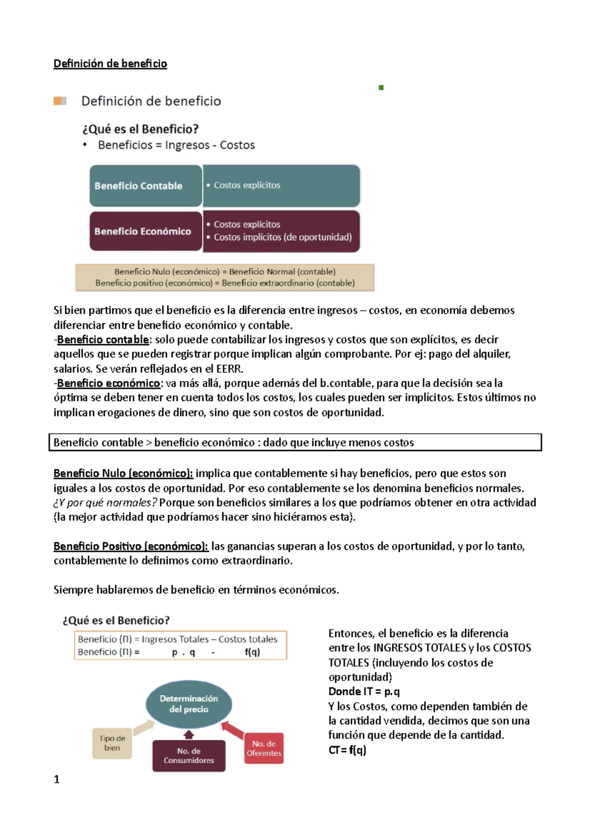 Resumen 2do Parcial. Micro - Definición de beneficio Si bien partimos ...