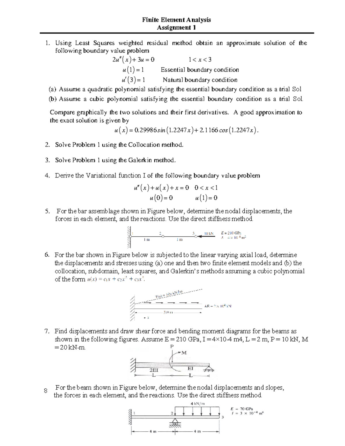 Microsoft Word Ce561 Assign 1 2009 A Finite Element Analysis Assignment 1 Using Least