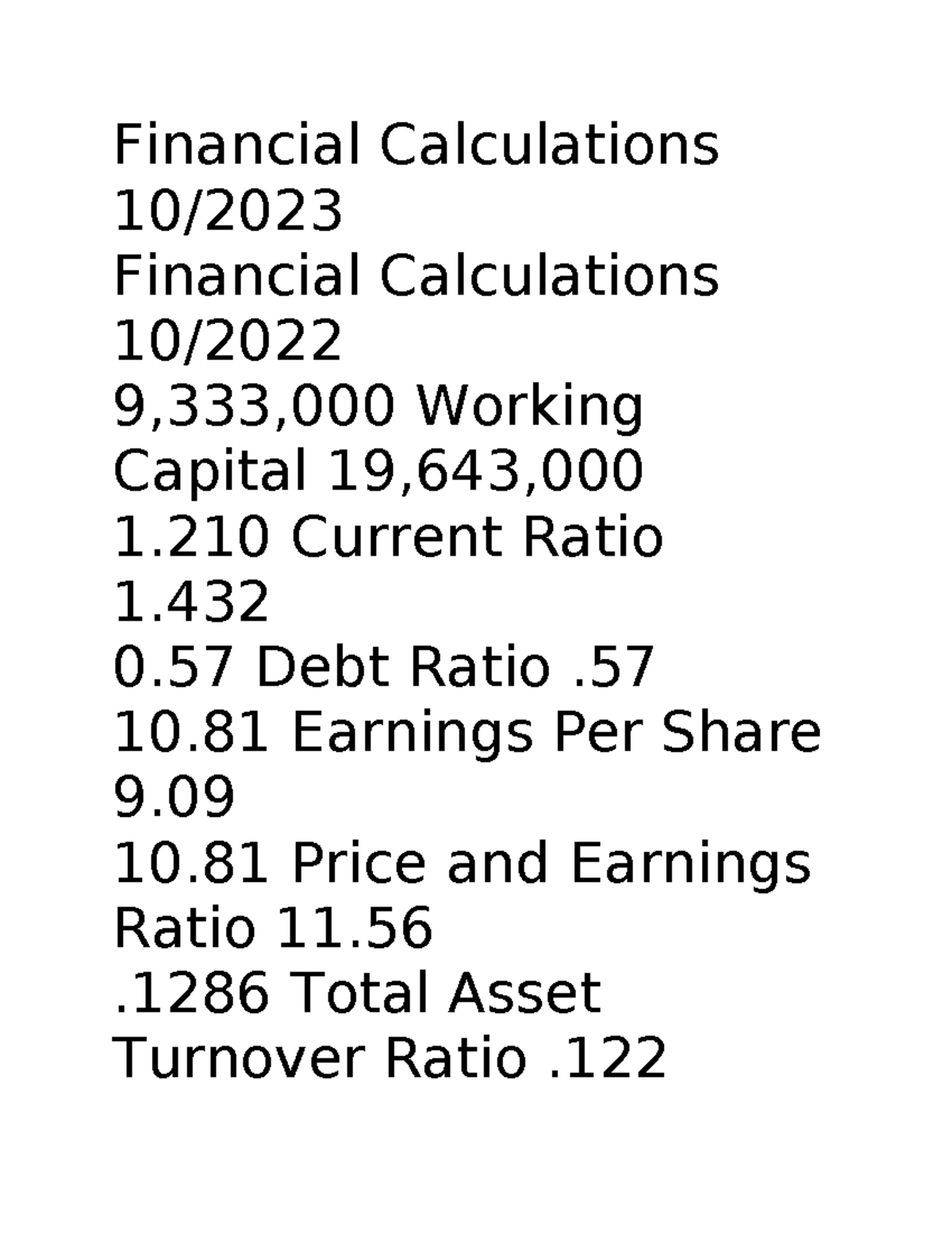 Module 5 use - questions - Financial Calculations 10/ Financial ...