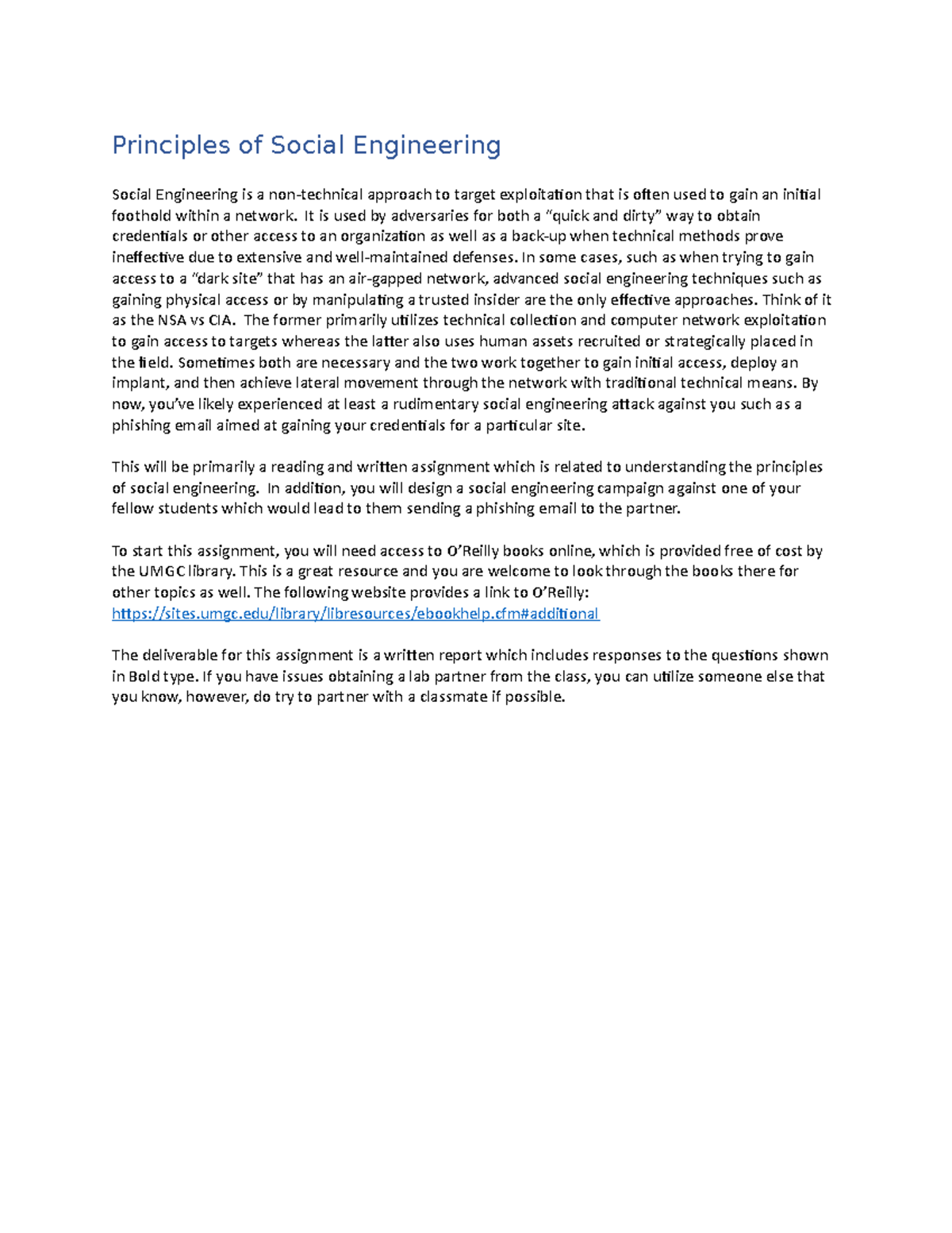COP 670- Project 1 Designing a social engineering campaign - Principles ...