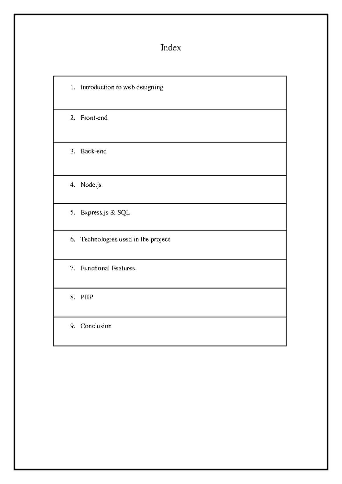 Web design report - Index Introduction to web designing Front-end Back ...