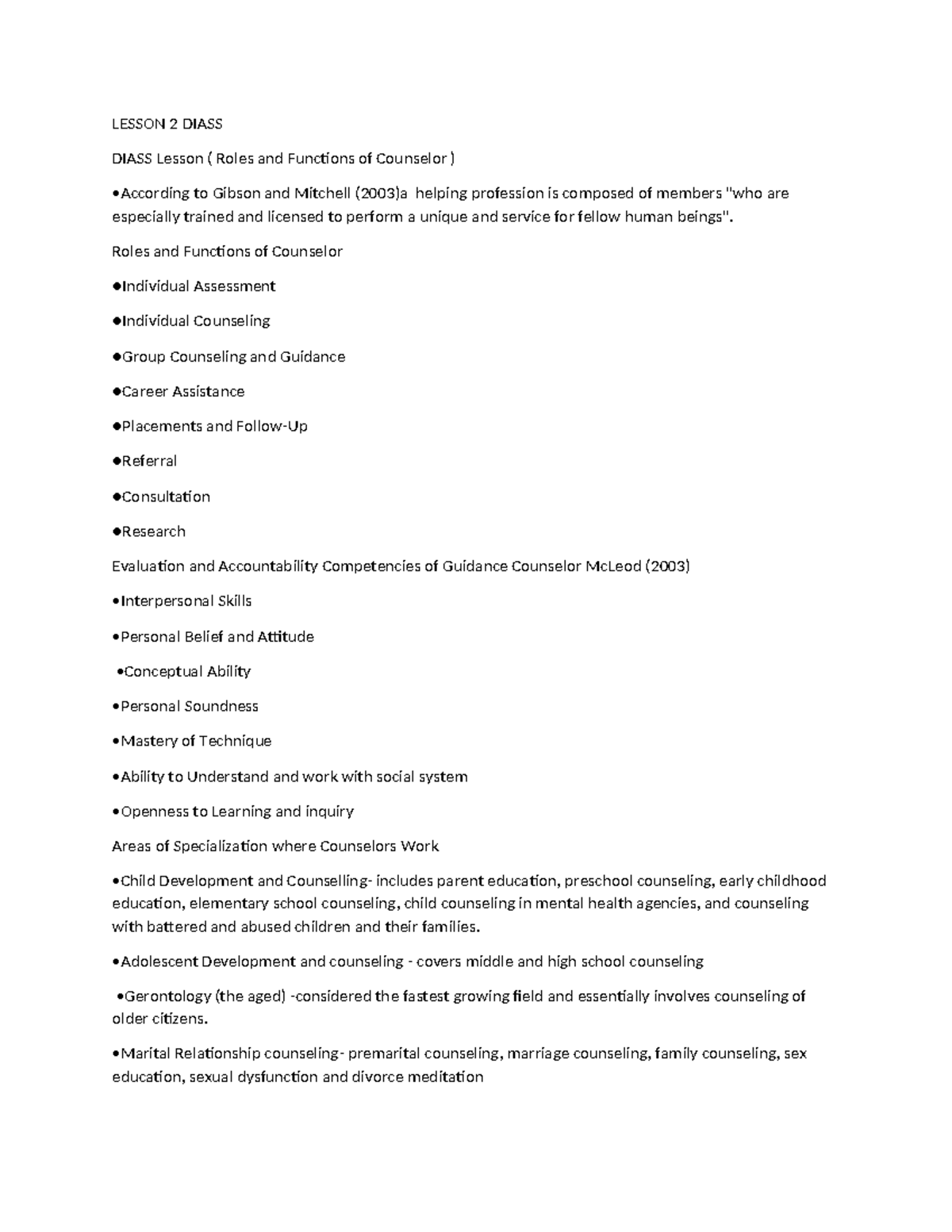 Diass Lesson 2 - MODULE - LESSON 2 DIASS DIASS Lesson ( Roles and ...