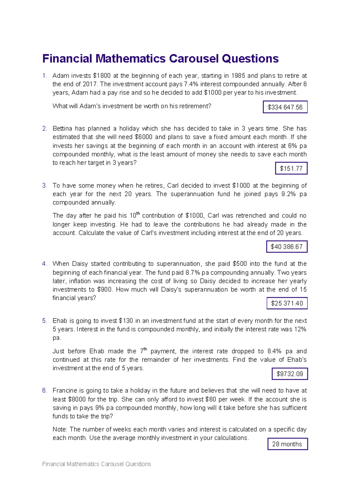 Sample unit mathematics advanced year 12 s1 financial mathematics ...