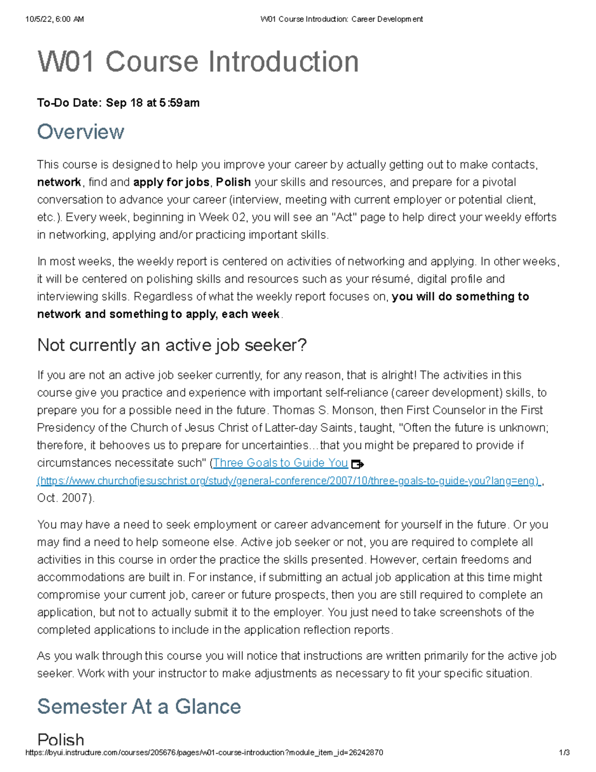 W01 Course Introduction Career Development - - Studocu