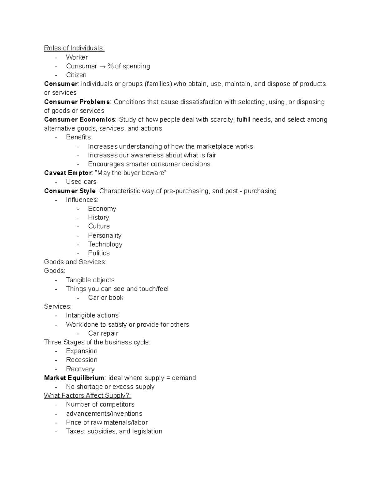Consumer Rights 1 - Lecture notes for chapter 1 - Roles of Individuals ...
