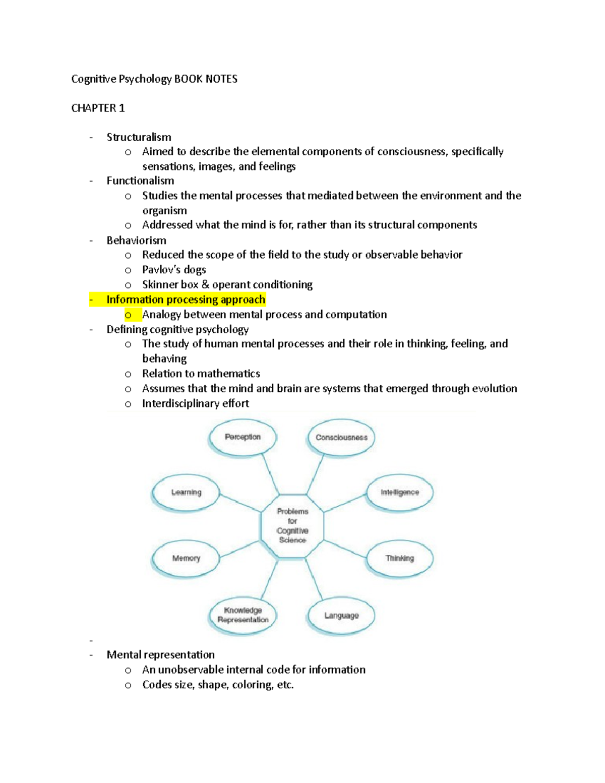 Cognitive psychology book notes - Cognitive Psychology BOOK NOTES ...