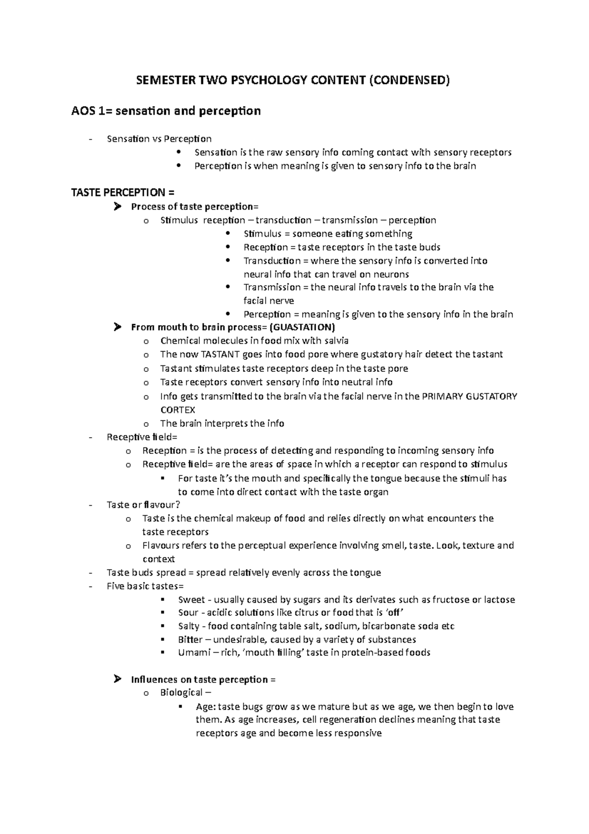 Semester 2 Psychology content Unit 1 AOS 2 - SEMESTER TWO PSYCHOLOGY ...