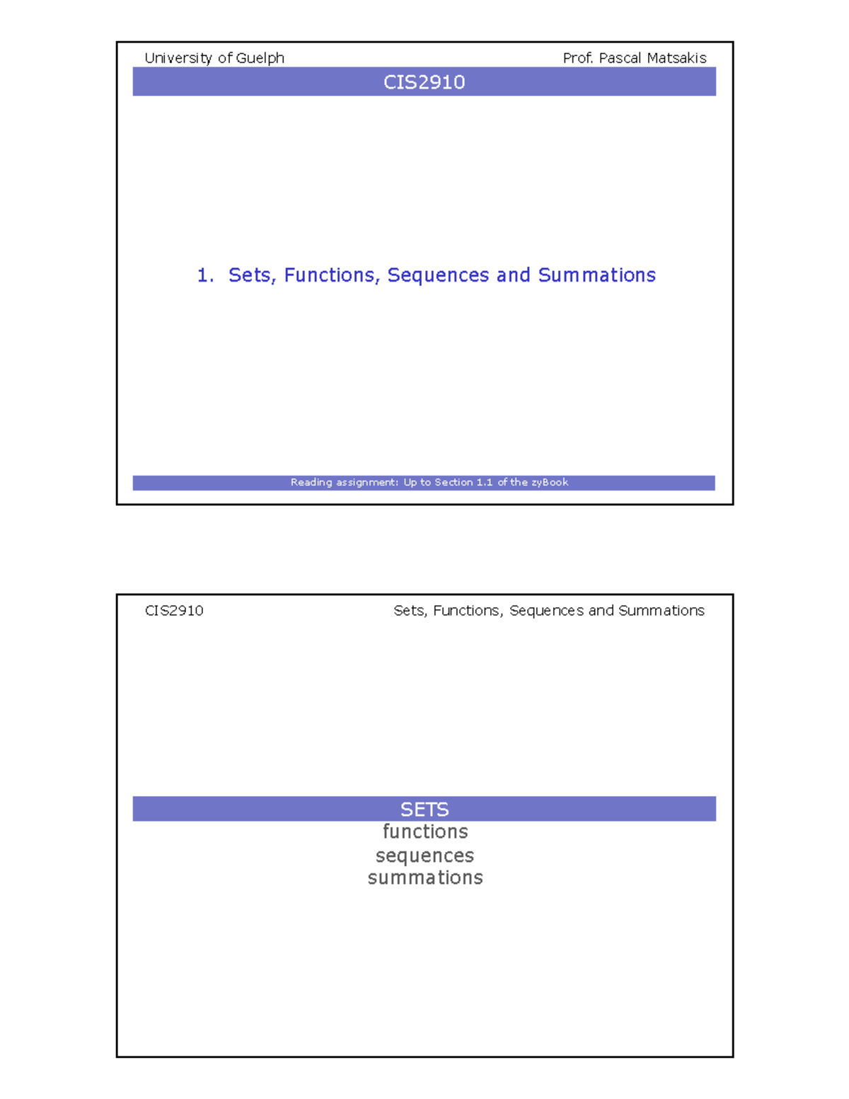 Notes 1 - Sets, Functions, Sequences and Summations ...