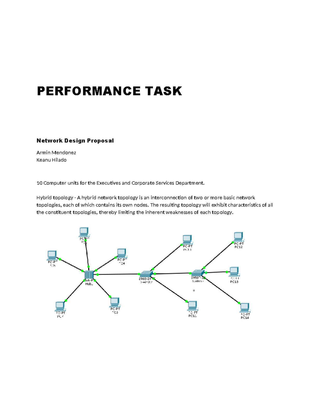 Performance Task Network Technology - PERFORMANCE TASK Network Design Proposal Armin Mendonez ...