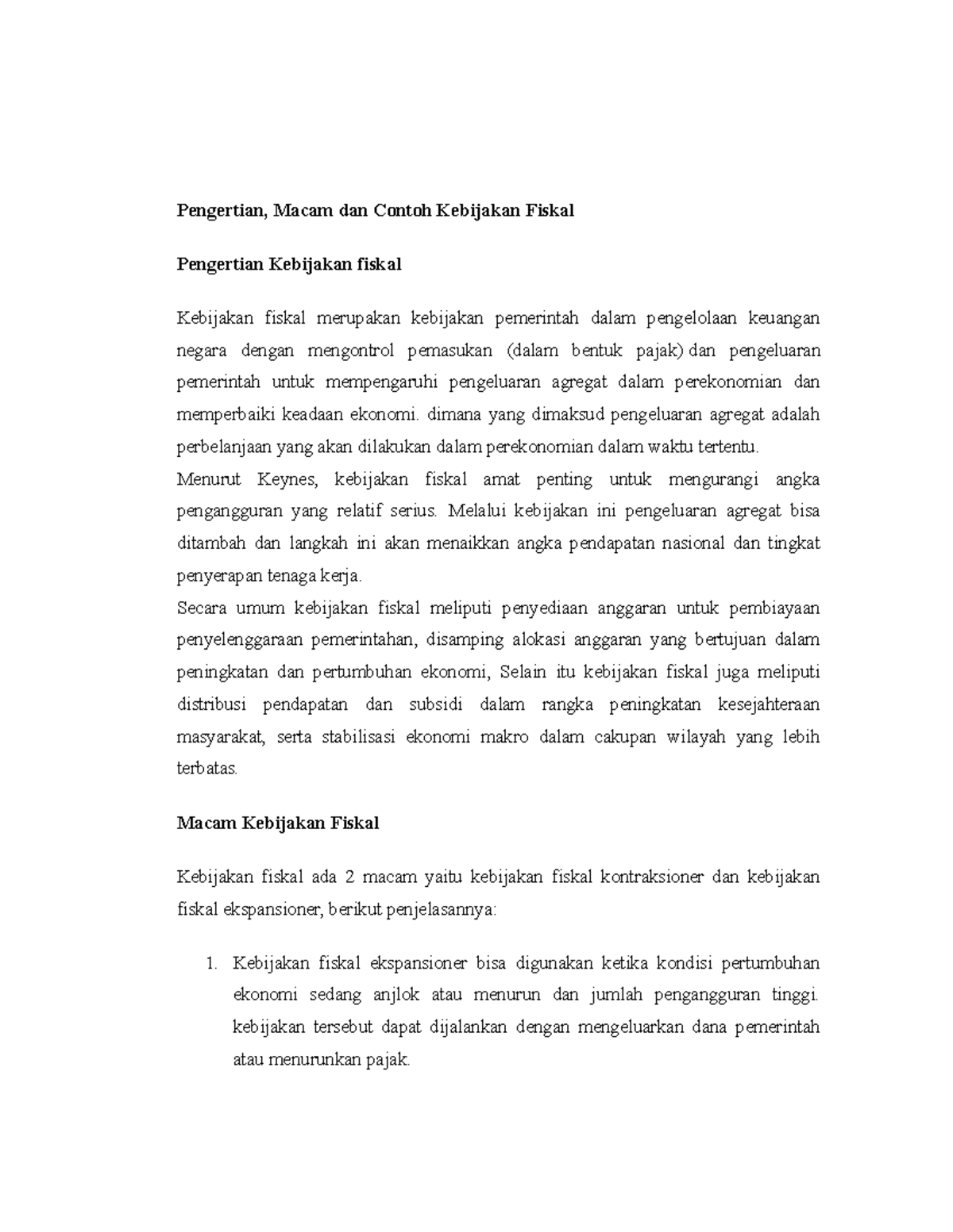 Pengertian, Macam dan Contoh Kebijakan Fiskal - Pengertian, Macam dan ...