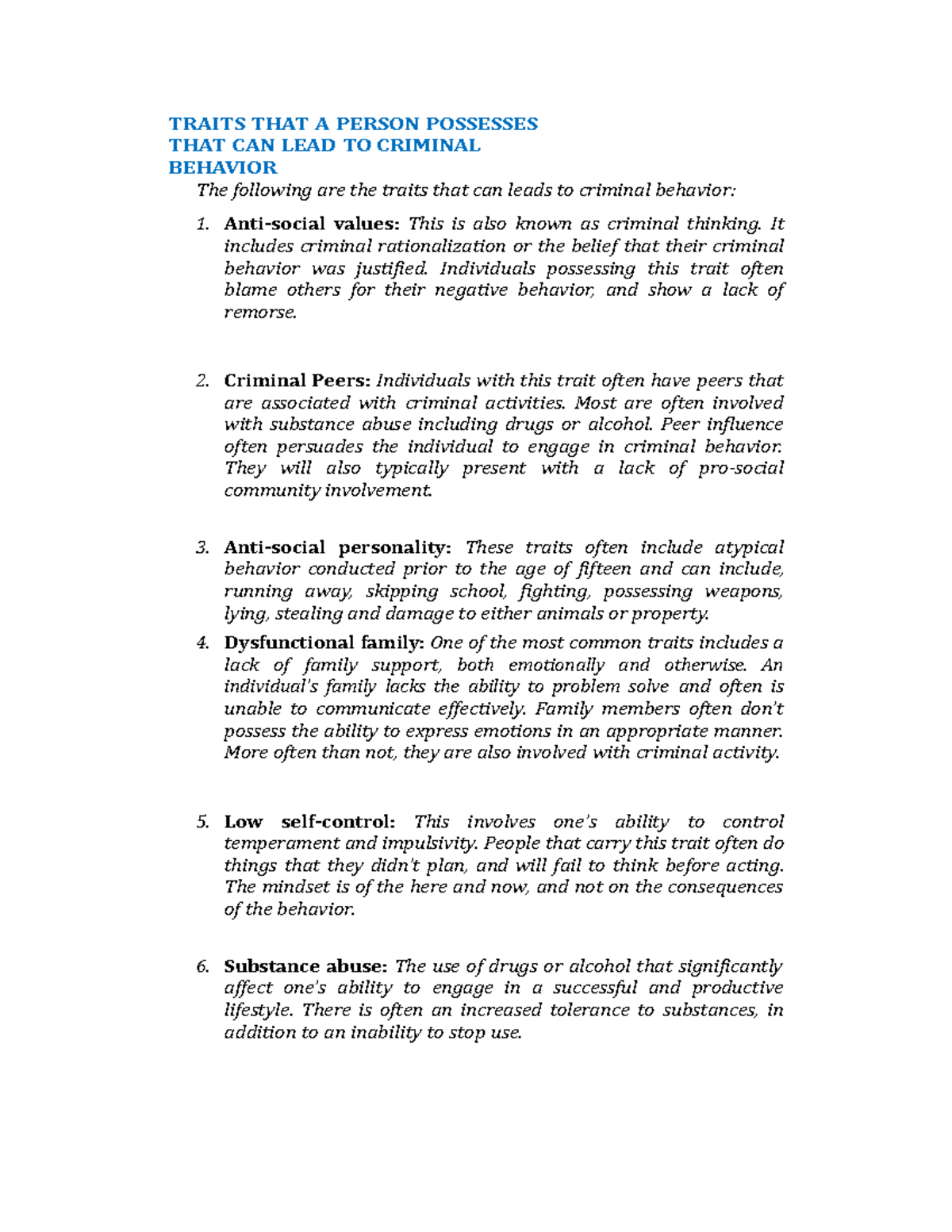 Traits THAT A Person Possesses - TRAITS THAT A PERSON POSSESSES THAT ...