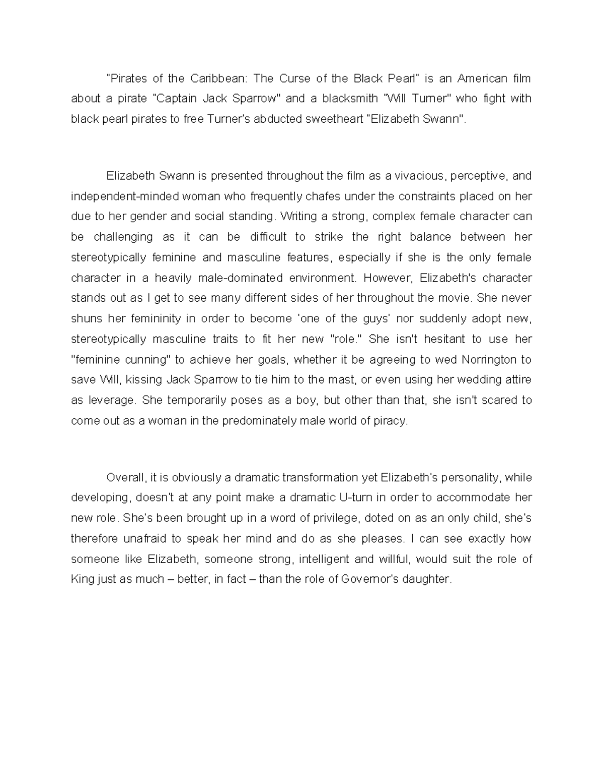 Feminism Criticism - Feminist - “Pirates of the Caribbean: The Curse of ...