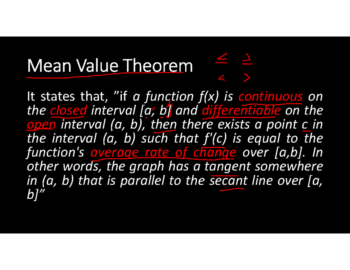 MVT and Average Value - Mean Value Theorem It states that, a function f ...