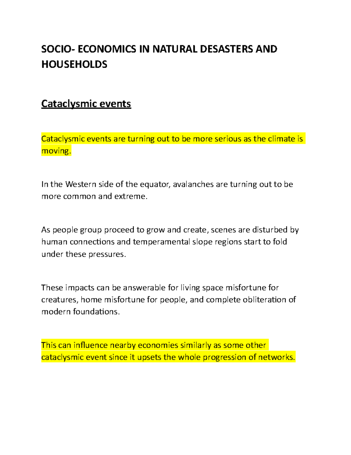 Socio- Economics In Natural Disasters And Households - SOCIO- ECONOMICS ...