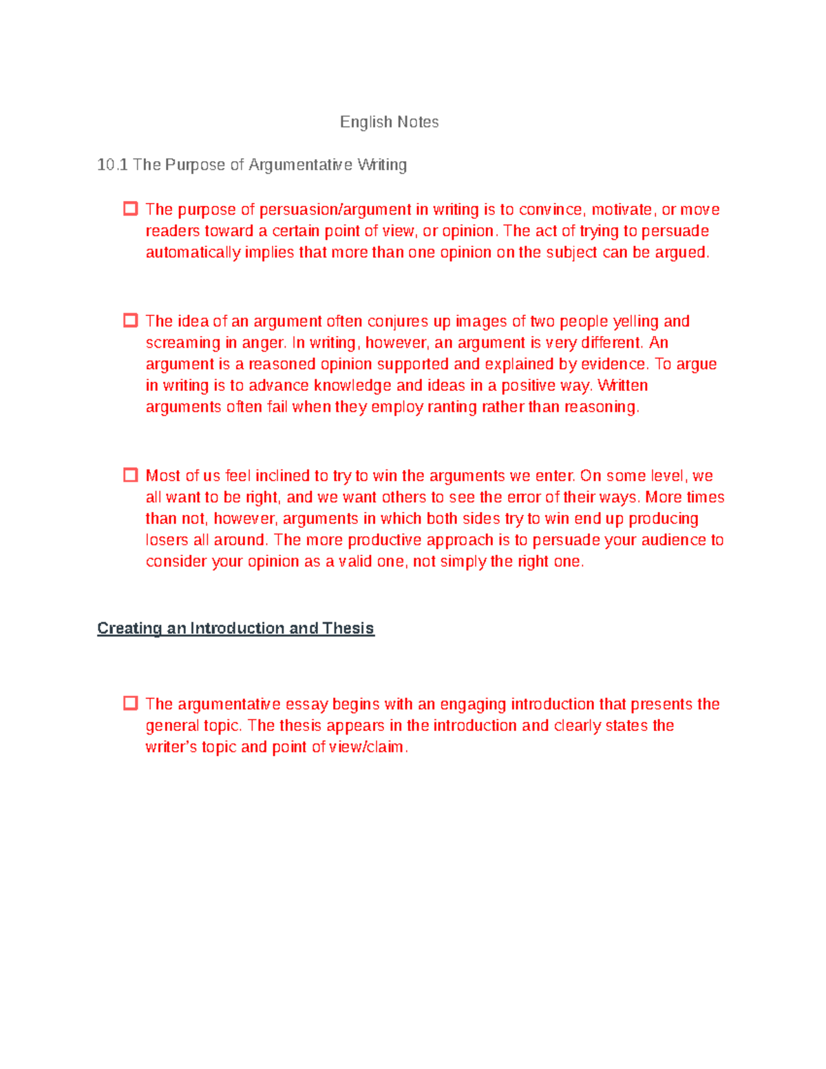 English Notes - Google Docs - English Notes 10 The Purpose of ...