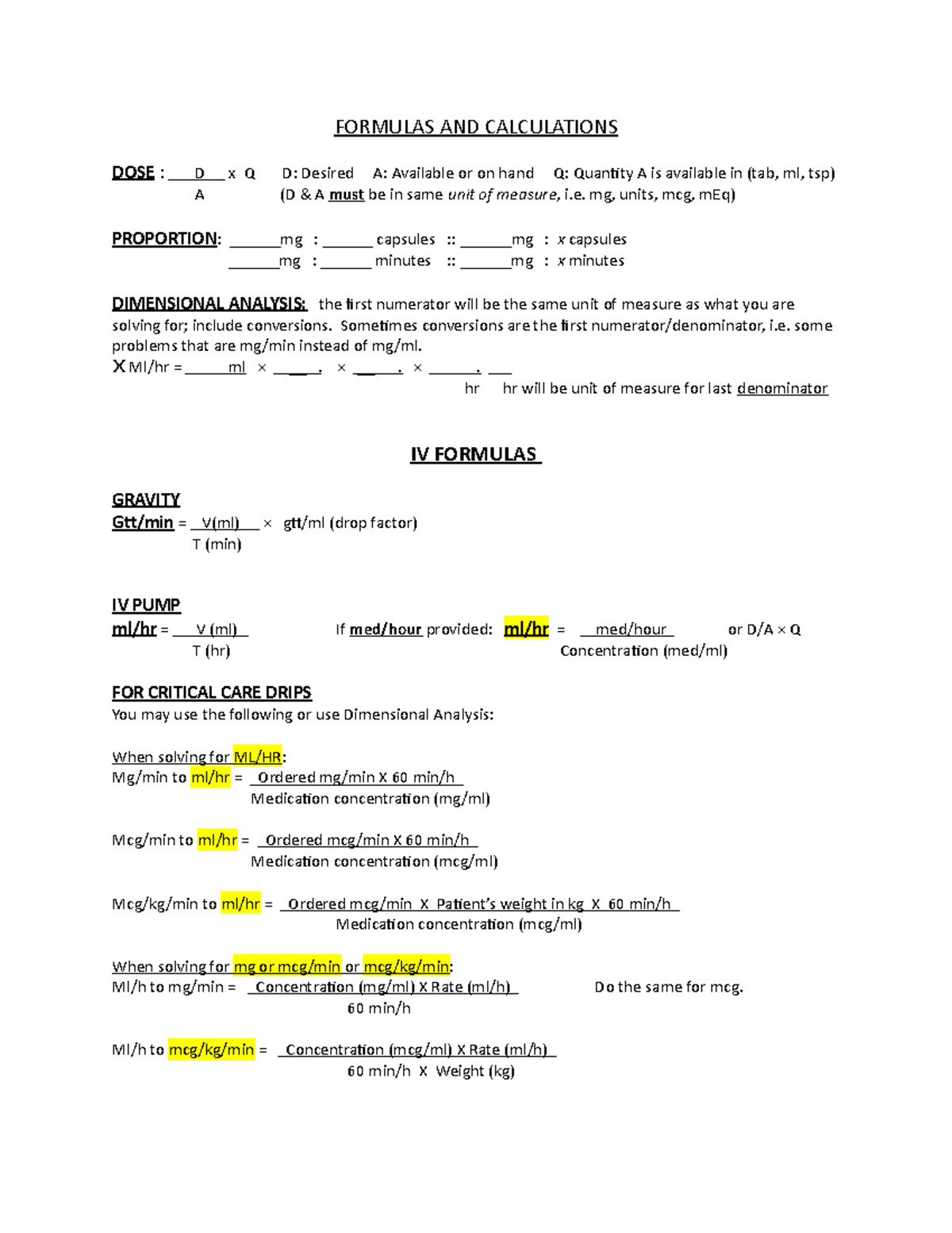 Formulas AND Calculations - Warning: TT: more functions defined than expected FORMULAS AND - Studocu