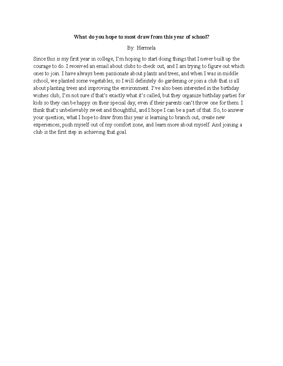 Journal Entry Provocations - 20 September - What do you hope to most ...