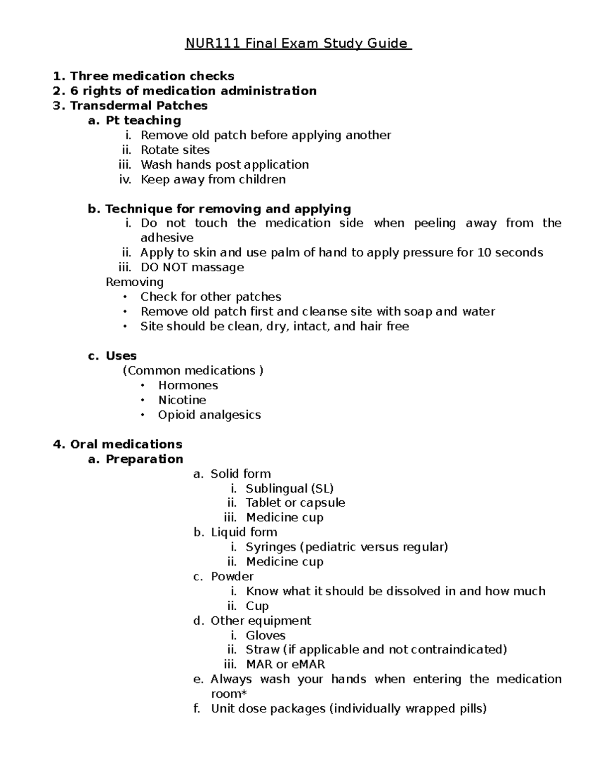 NUR111 Final Exam Study Guide - NUR111 Final Exam Study Guide Three ...