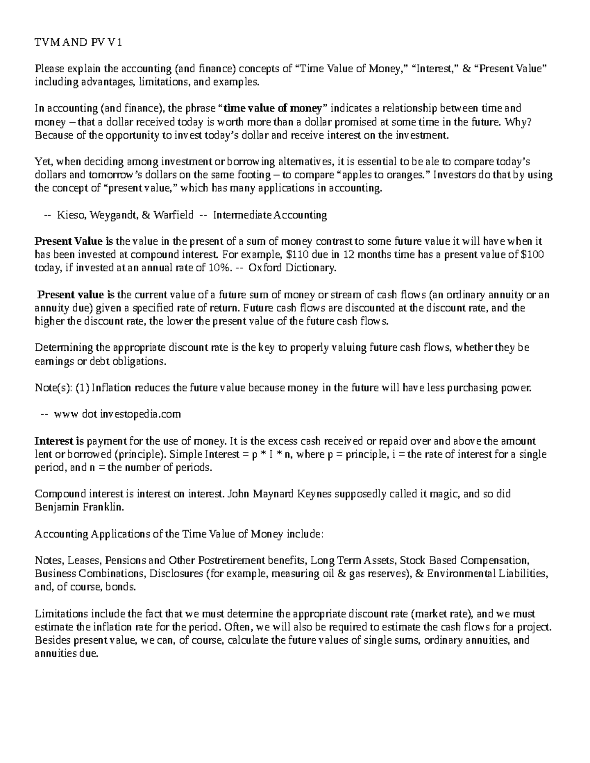 TVM AND PV DOC V1 - tvm and pv - TVM AND PV V Please explain the ...