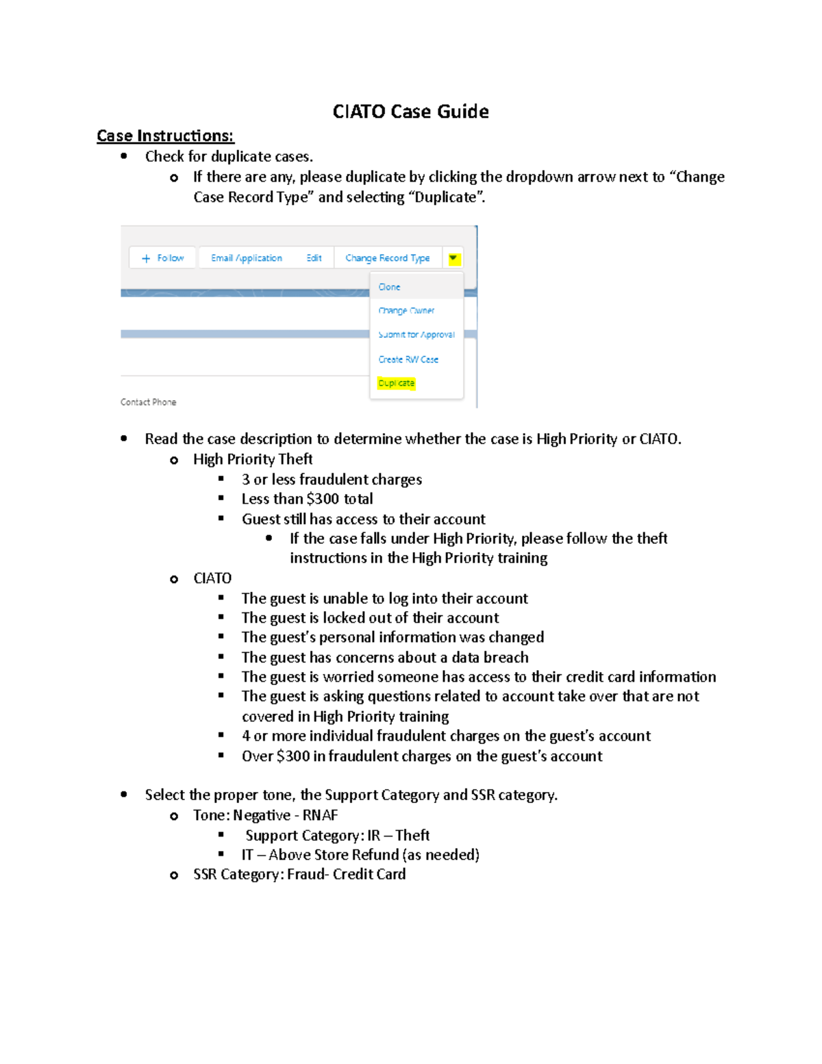 Ciato SOP Training Guide(1) - CIATO Case Guide Case Instructions: Check ...