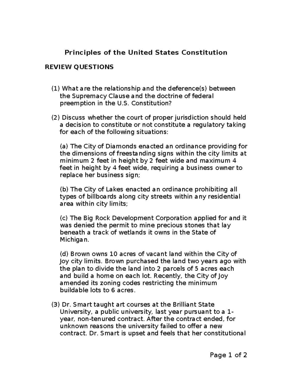 Homework 2 Assignment - HM 2 - Principles of the United States ...