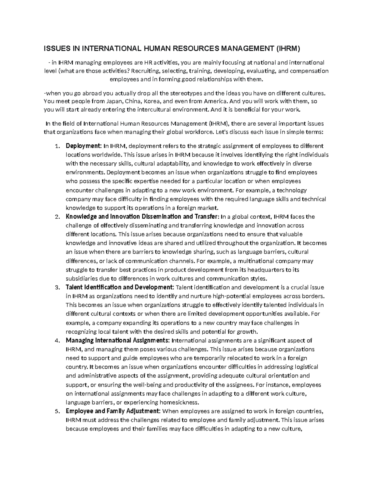 Issues IN International Human Resources Management - ISSUES IN ...