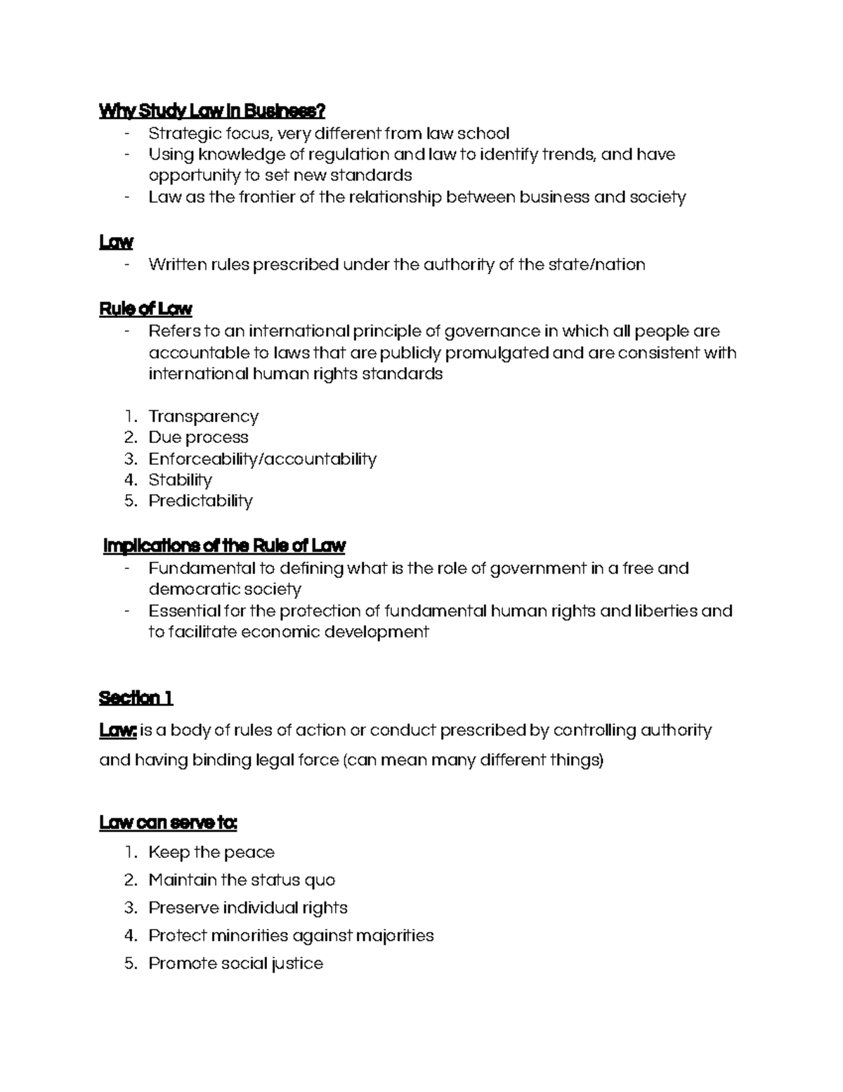 Chapter 1 In Class - Why Study Law in Business? - Strategic focus, very ...