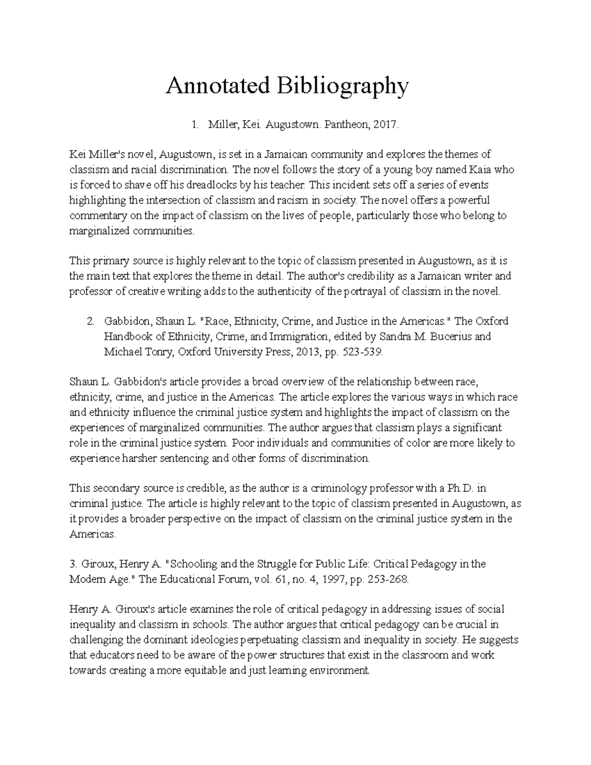 Annotated Bibliography-2 - Annotated Bibliography Miller, Kei ...