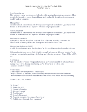 Kaplan Basic Care and Comfort Test Guide Study Facts wo Highlights - A ...