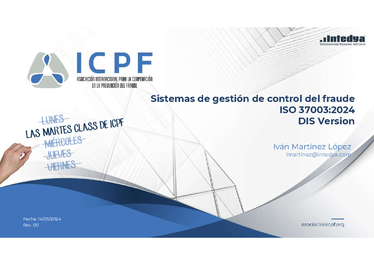 Webinar ISO 37003 ICPF. Martes Class - Sistemas de gestión de control ...