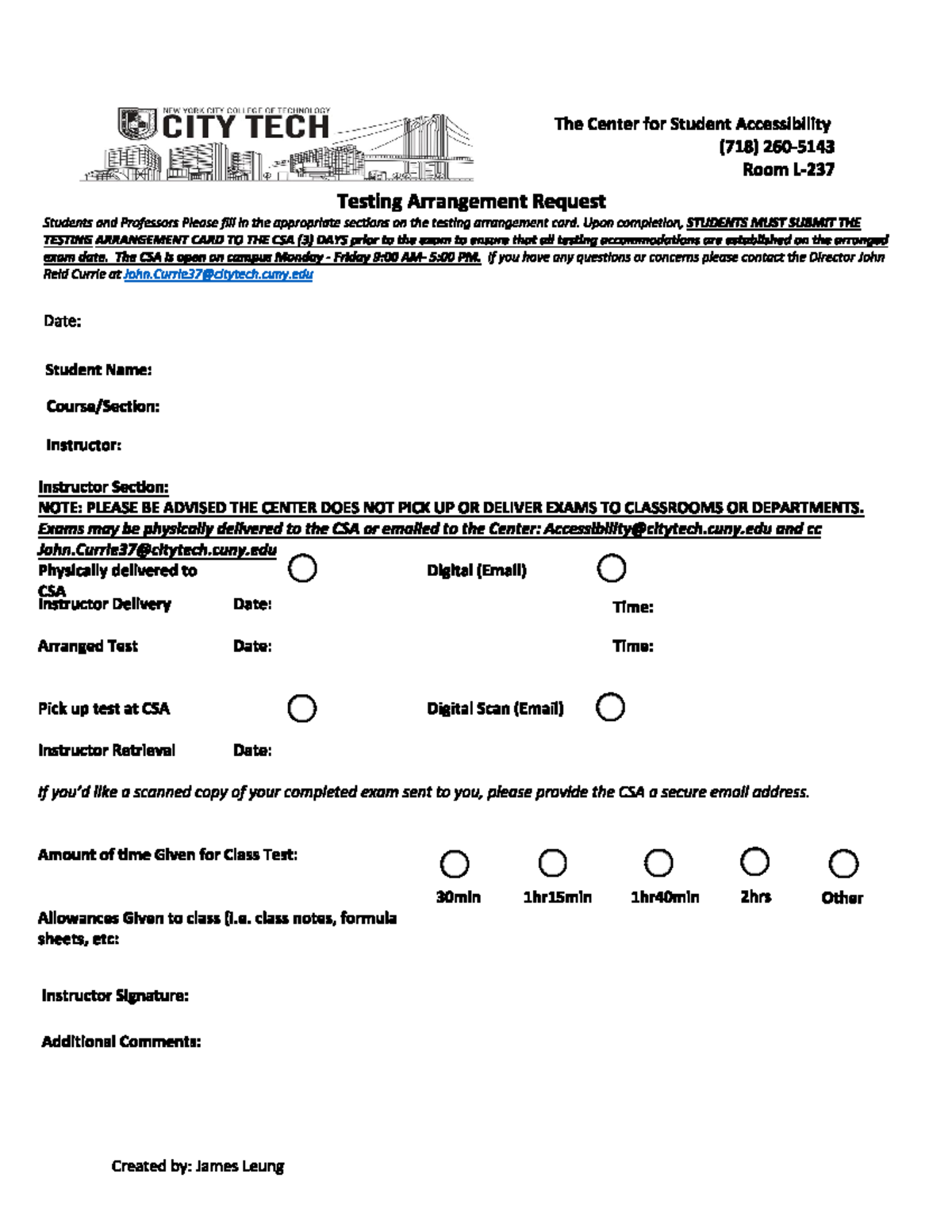 CSA Testing Arrangement - BIO 3302 - Studocu