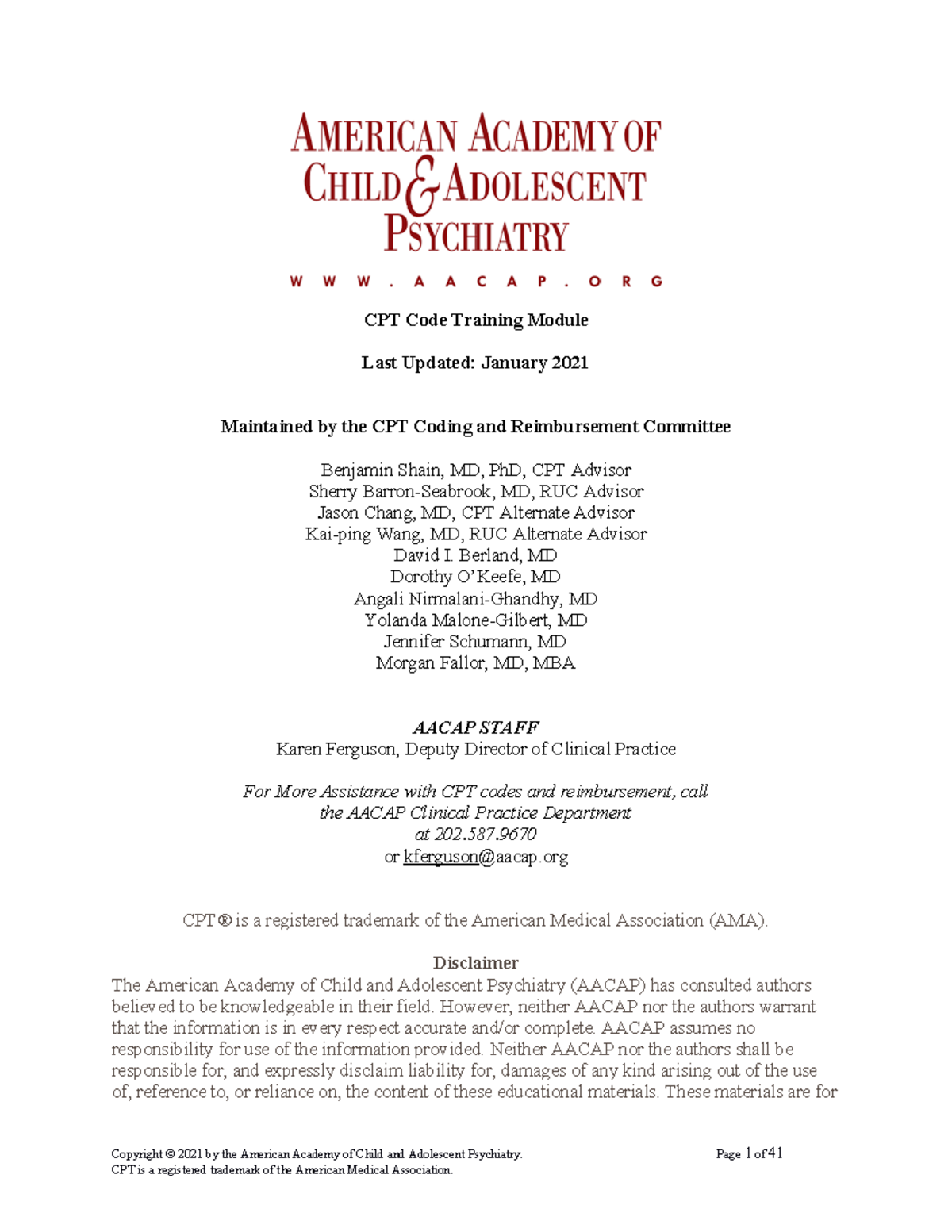 2021 CPT Code Training - CPT Codes - Copyright © 2021 by the American ...