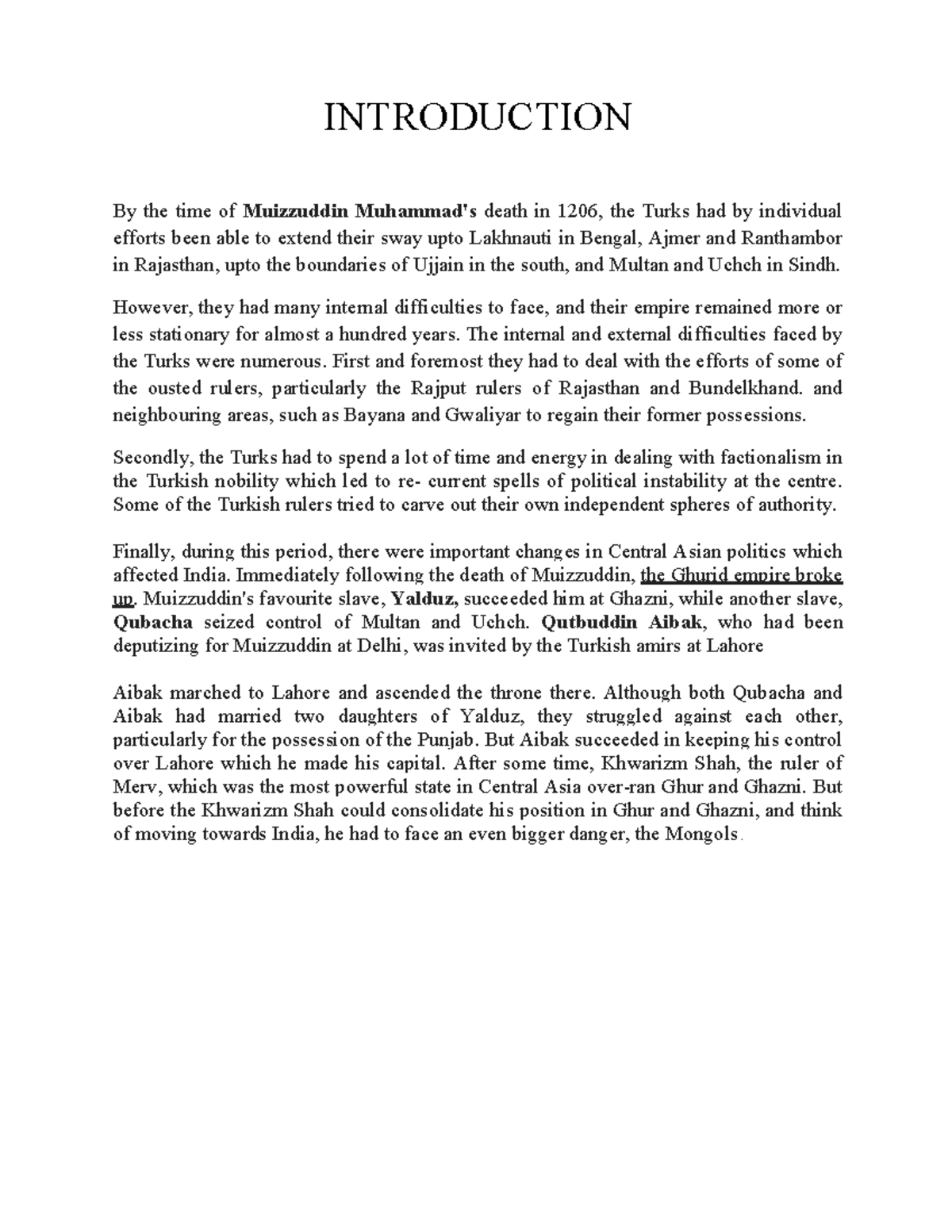 History OF India 3rd semester assignment - INTRODUCTION By the time of ...