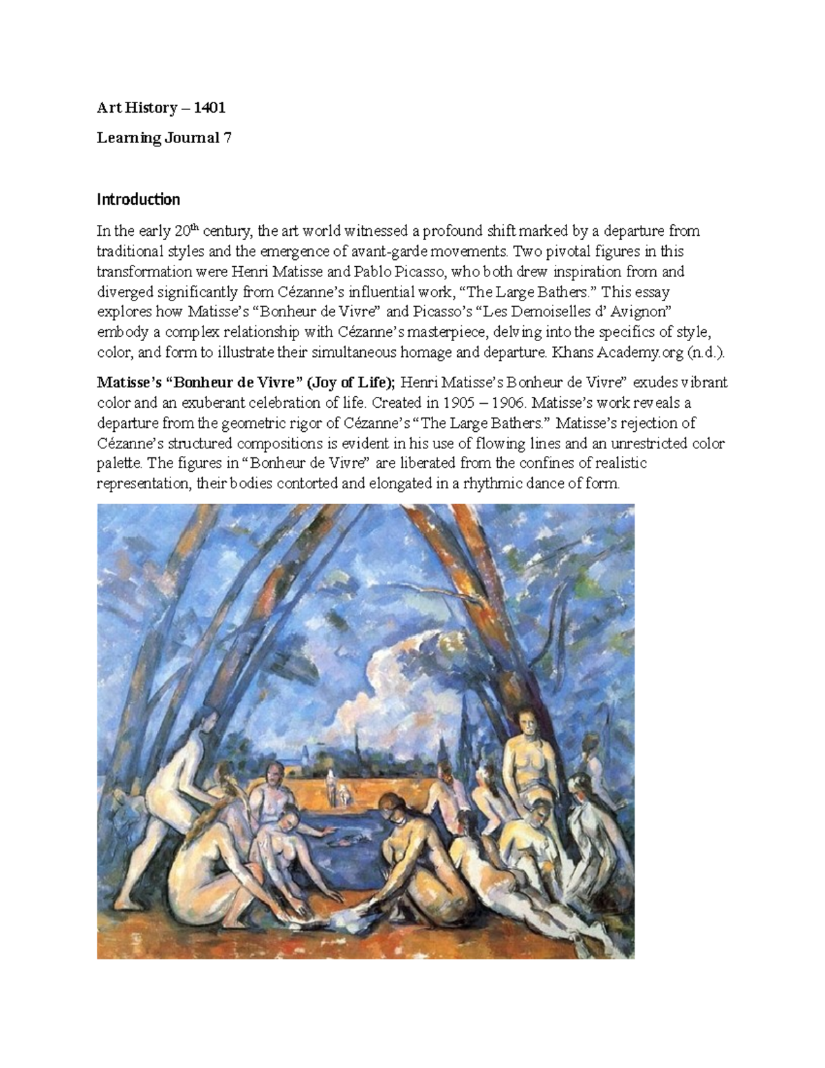 Art History - Learning Journal 7 - 1401 - Art History – 1401 Learning ...