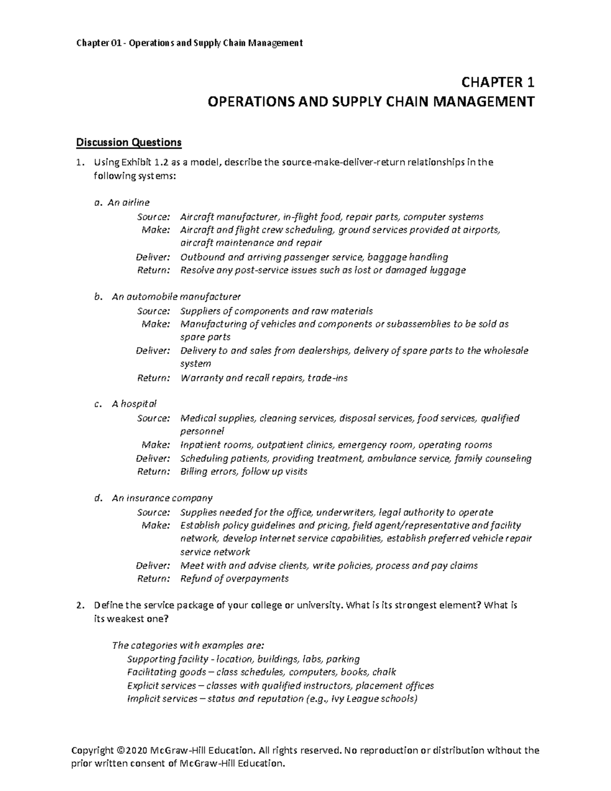 5e Solution Manualch 1 - operations and supply chain managment ...