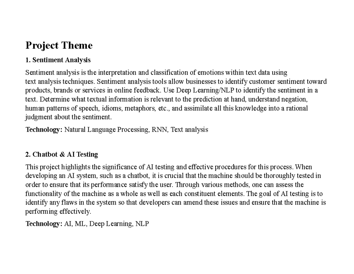 Industry Project Theme - Project Theme 1. Sentiment Analysis Sentiment ...