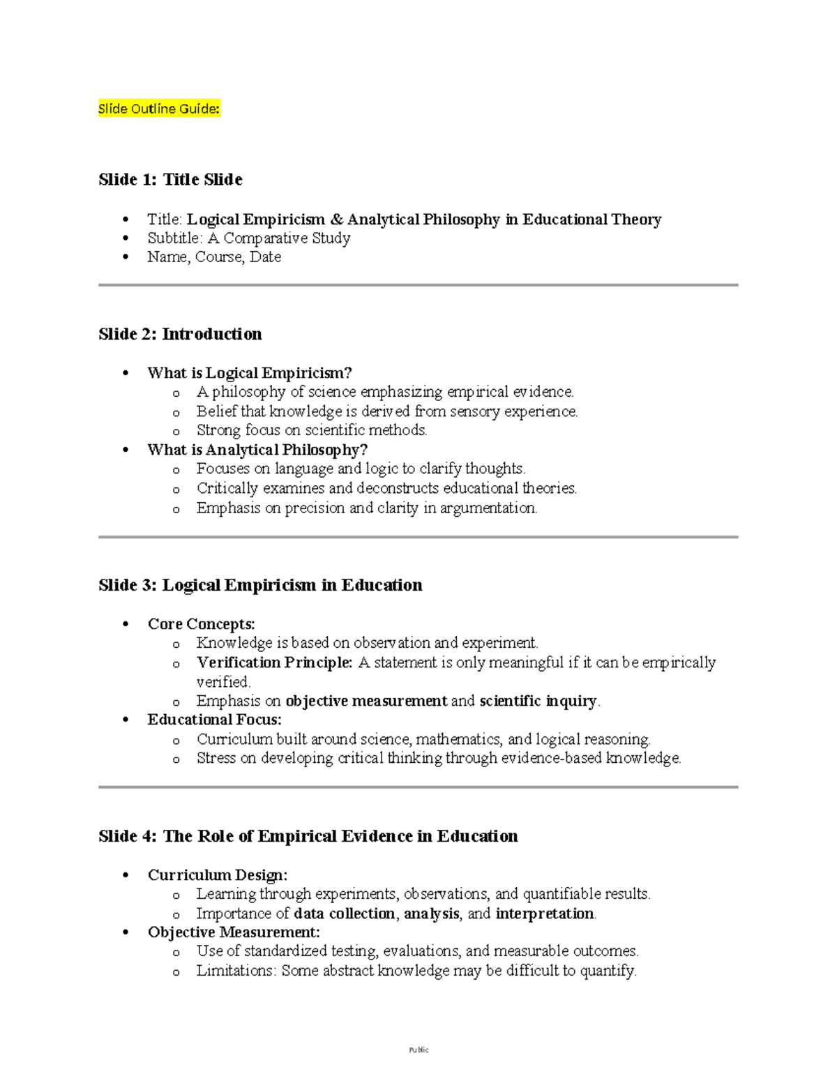 Modern School of Philosophy Manuscript - Slide Outline Guide: Slide 1 ...