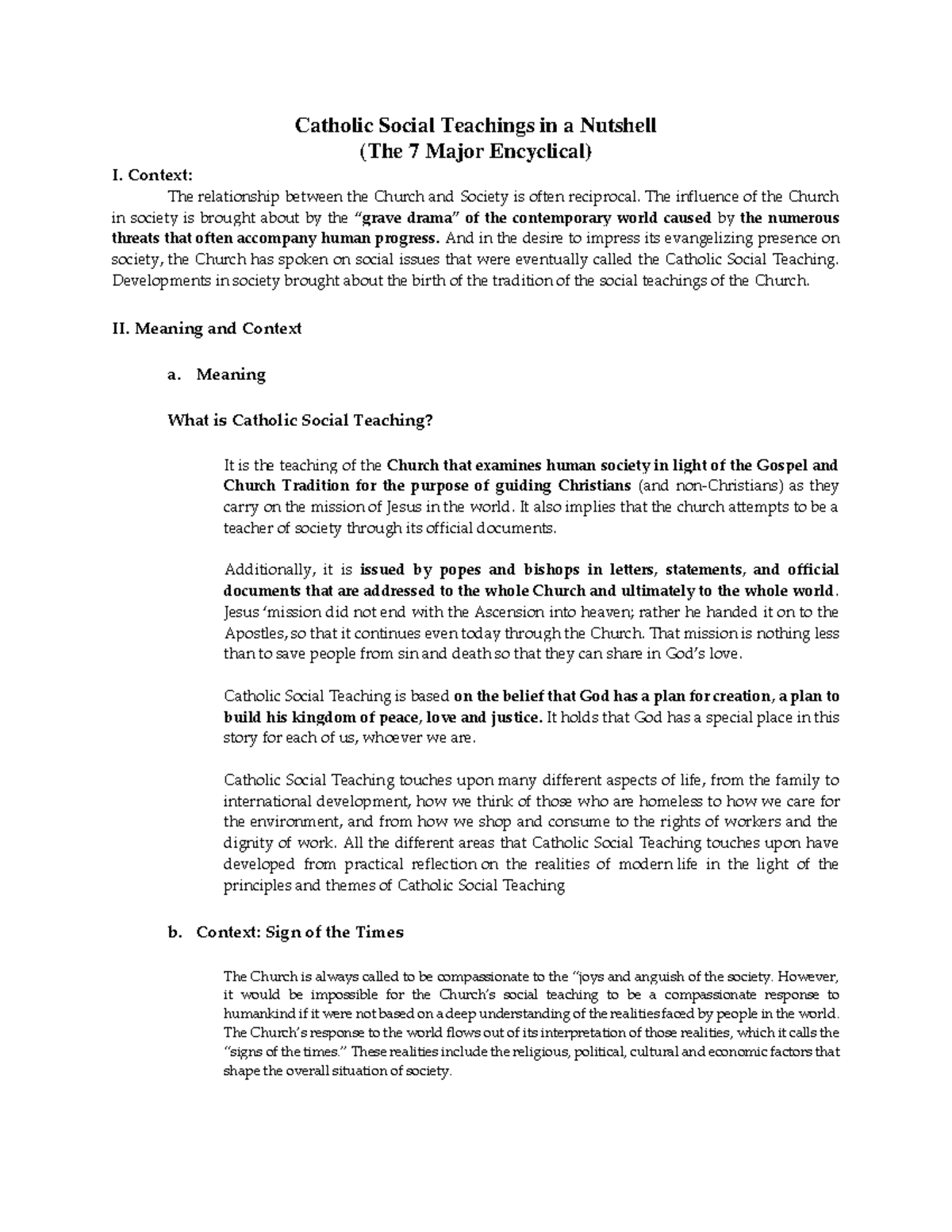 LC 4 - Catholic Social Teachings in a Nutshell - Catholic Social ...