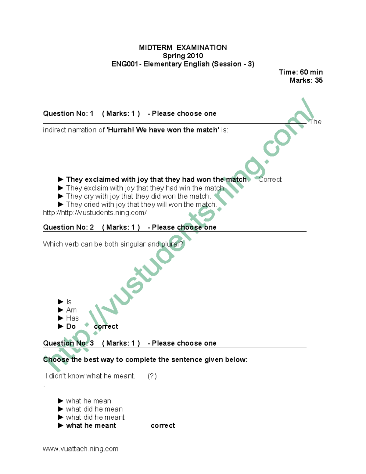 ENG 001 all solved mid term papers in one file-1 - MIDTERM EXAMINATION ...