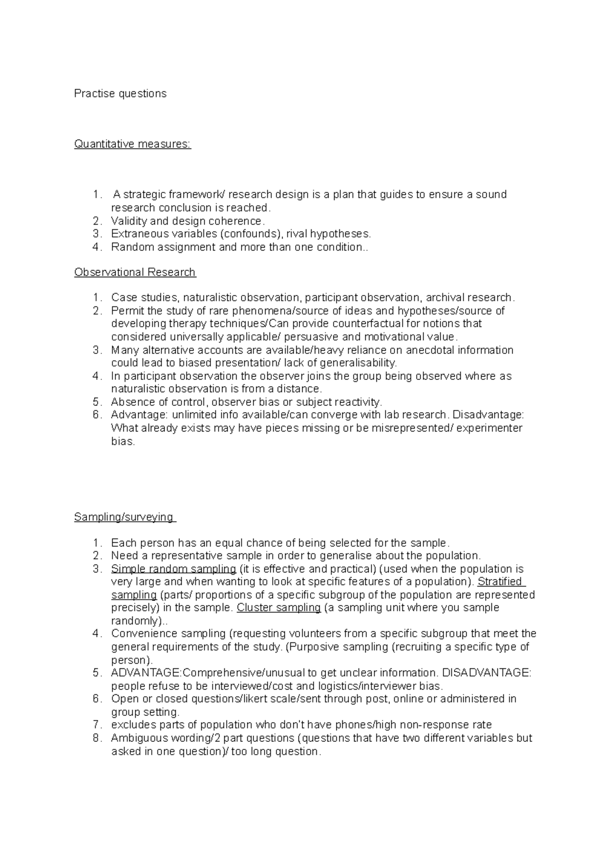 Practise quantitative questions memo - Practise questions Quantitative ...