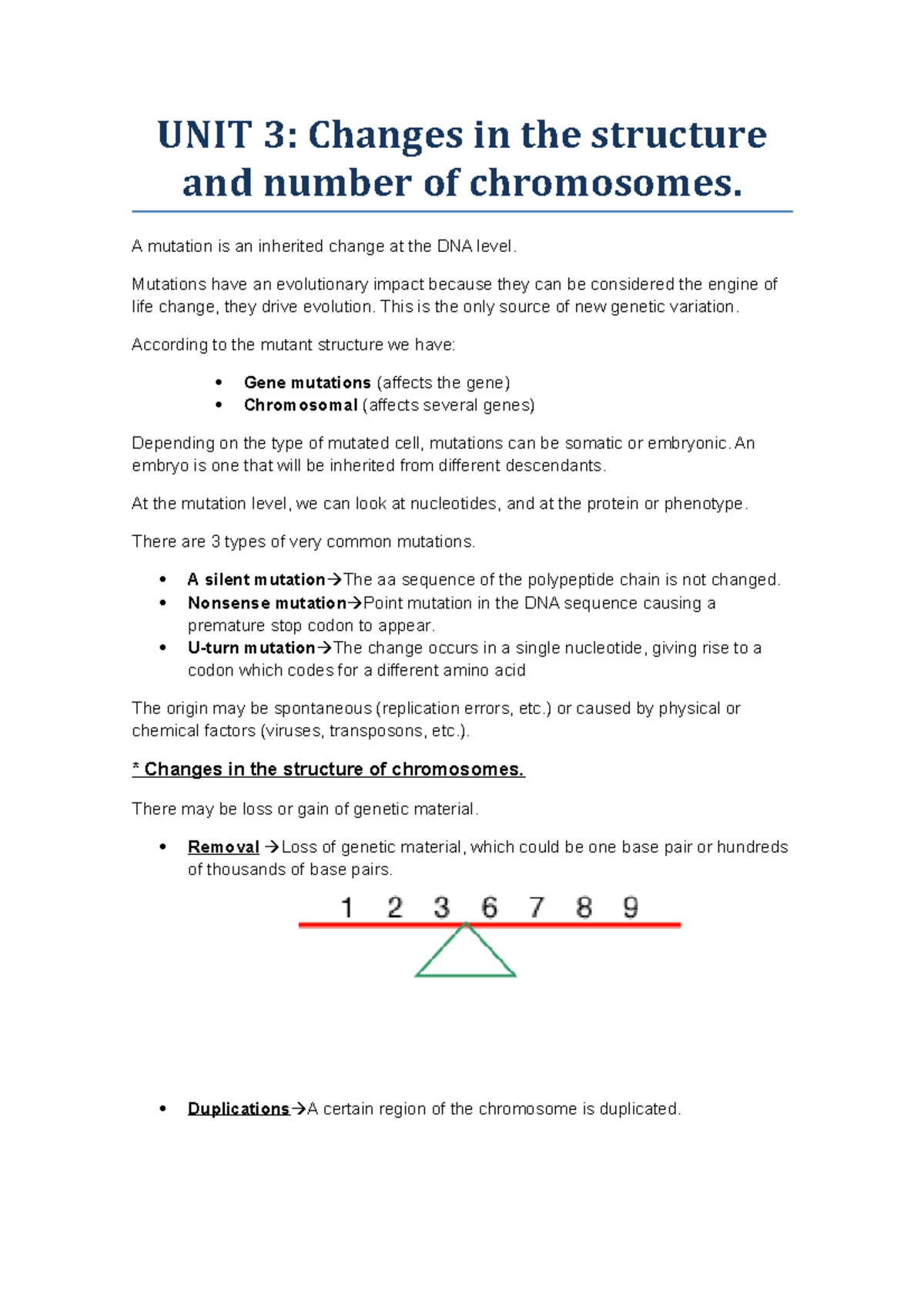Unit 3 - Lecture notes 3 - UNIT 3: Changes in the structure and number ...